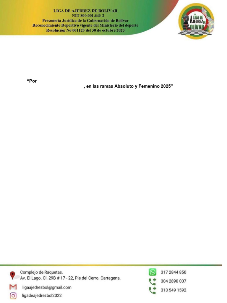 Resolucion 005-2025 Departamental Sub 18 Ligadebol | PDF | Competiciones de ajedrez ...