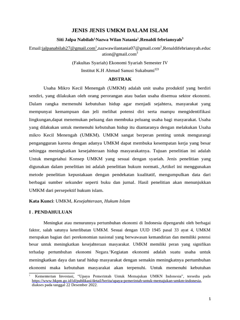 Jenis Jenis Umkm Dalam Islam | PDF