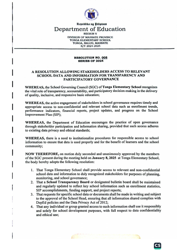 FI11_ SGC Resolution on Access to information & SGC Action Plan on ...