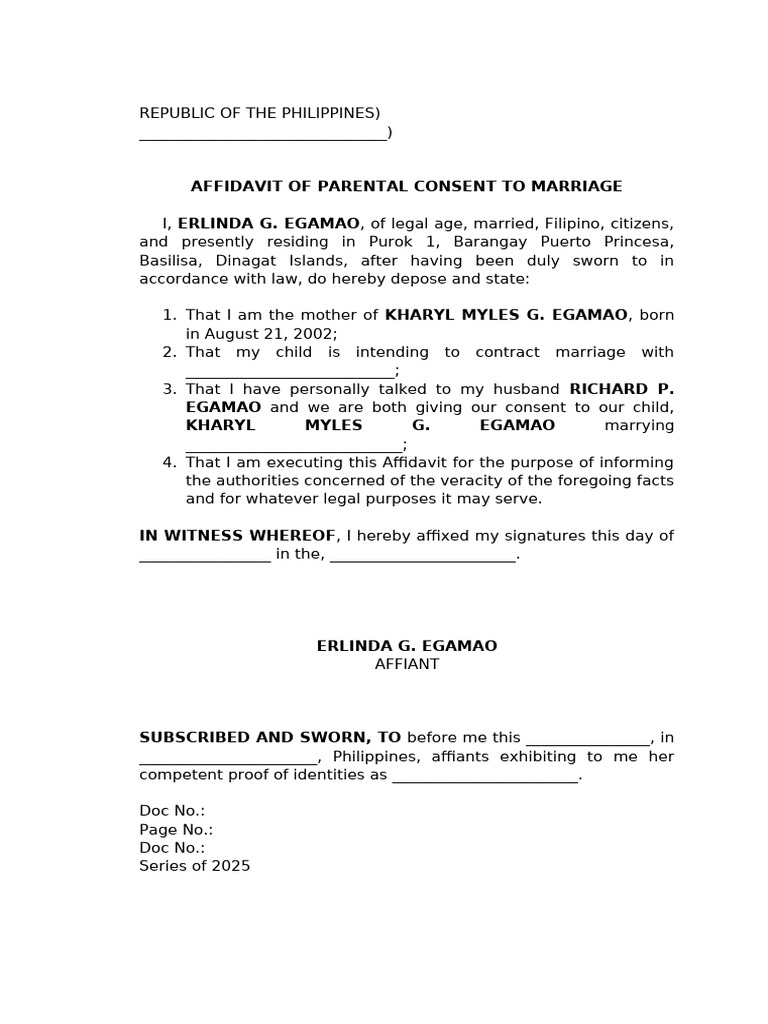 Affidavit of Marriage | PDF