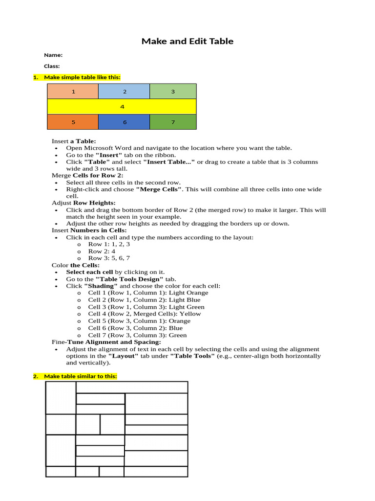 Create and Edit Tables in Word | PDF