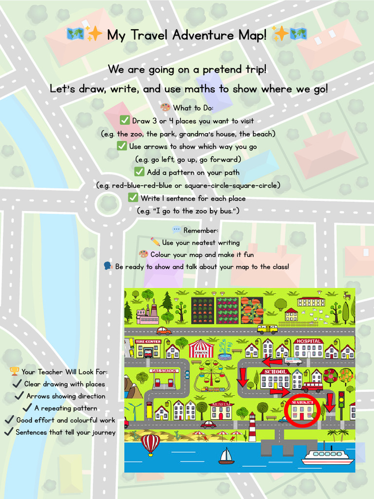 My Travel Adventure Map! Grade 1 Performance Task | PDF