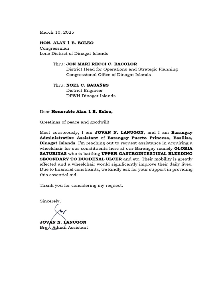 Letter Request For Wheelchair | PDF