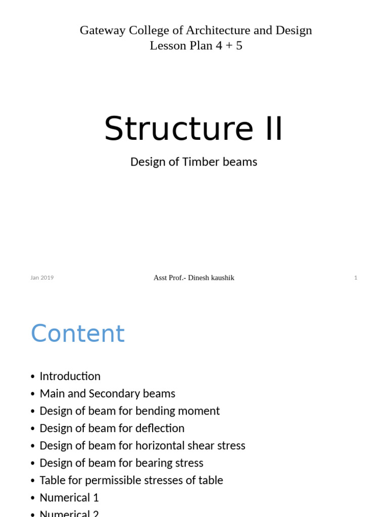 Lecture 4+5 (Design of Timber Beam) | PDF | Bending | Beam (Structure)
