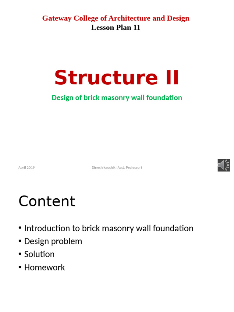 Lecture 11 (Design of Brick Masonry Foundation Contd.) | PDF | Foundation (Engineering) | Brick