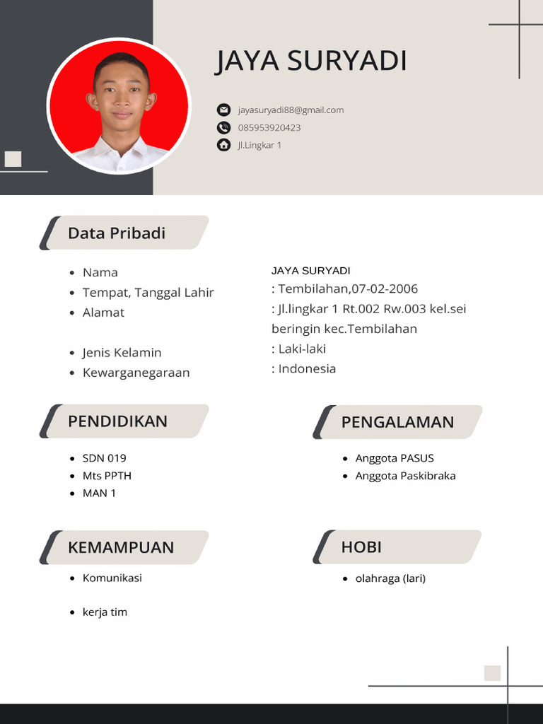 Putih Abu Abu Modern CV Resume Riwayat Hidup.pdf | PDF