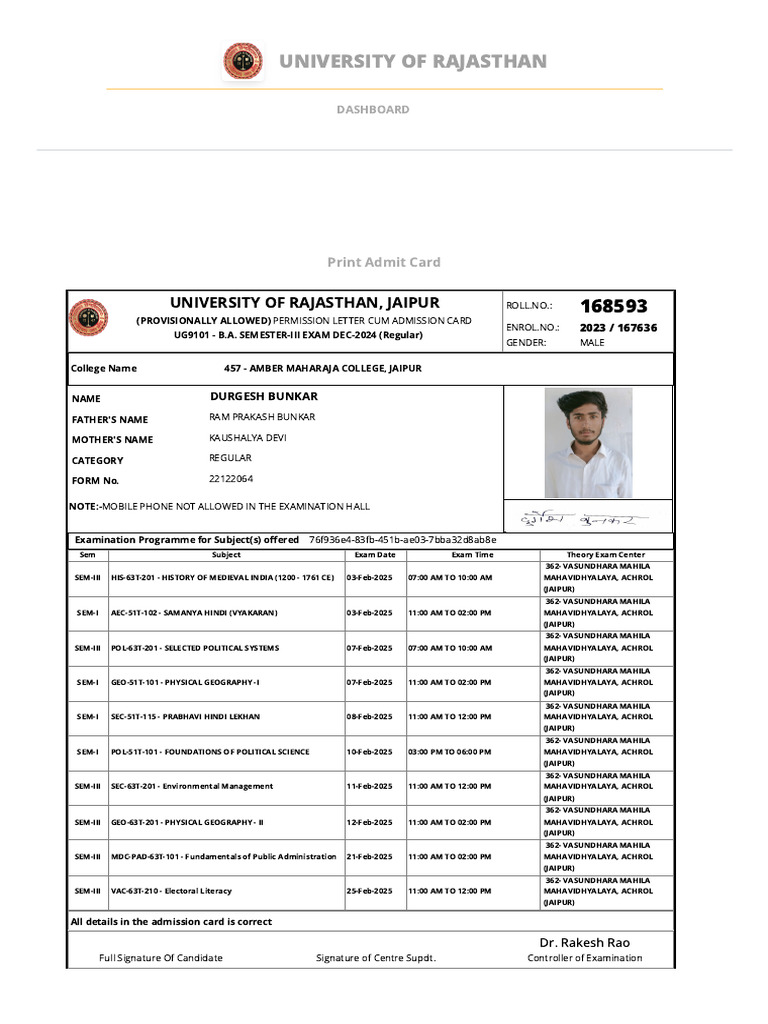 University of Rajasthan Chandu | PDF