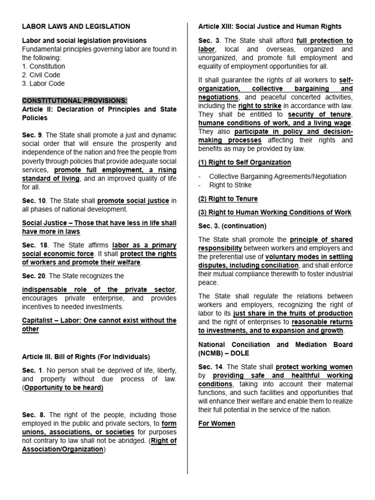 Labor Laws and Legislation | PDF | Employment | Labour Law