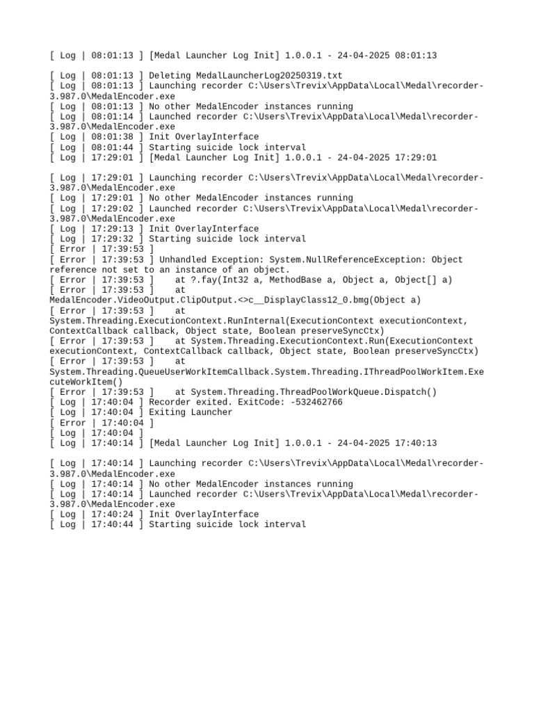 Medal Launcher Log 20250424 | PDF