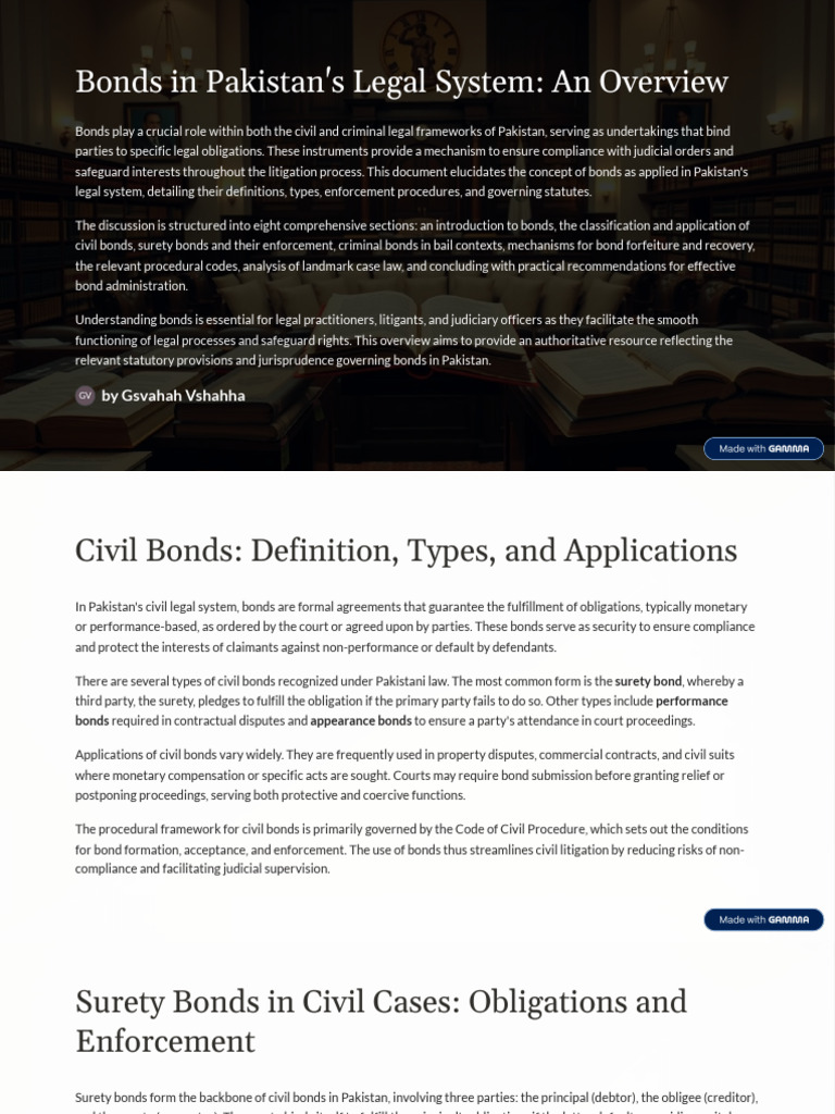 Overview of Bonds in Pakistan's Law | PDF | Bail | Surety