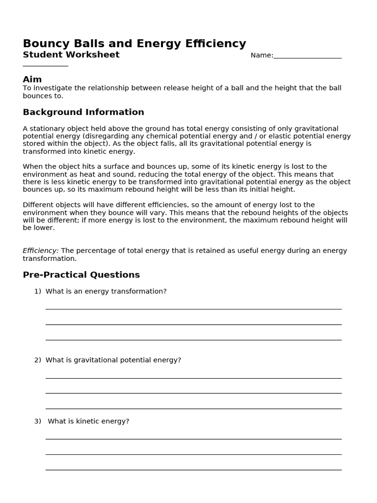 Bouncy Balls and Energy Efficiency | PDF | Potential Energy | Mass