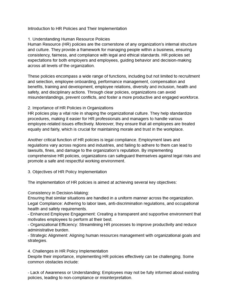 HR Policies: Importance and Implementation | PDF | Human Resources ...