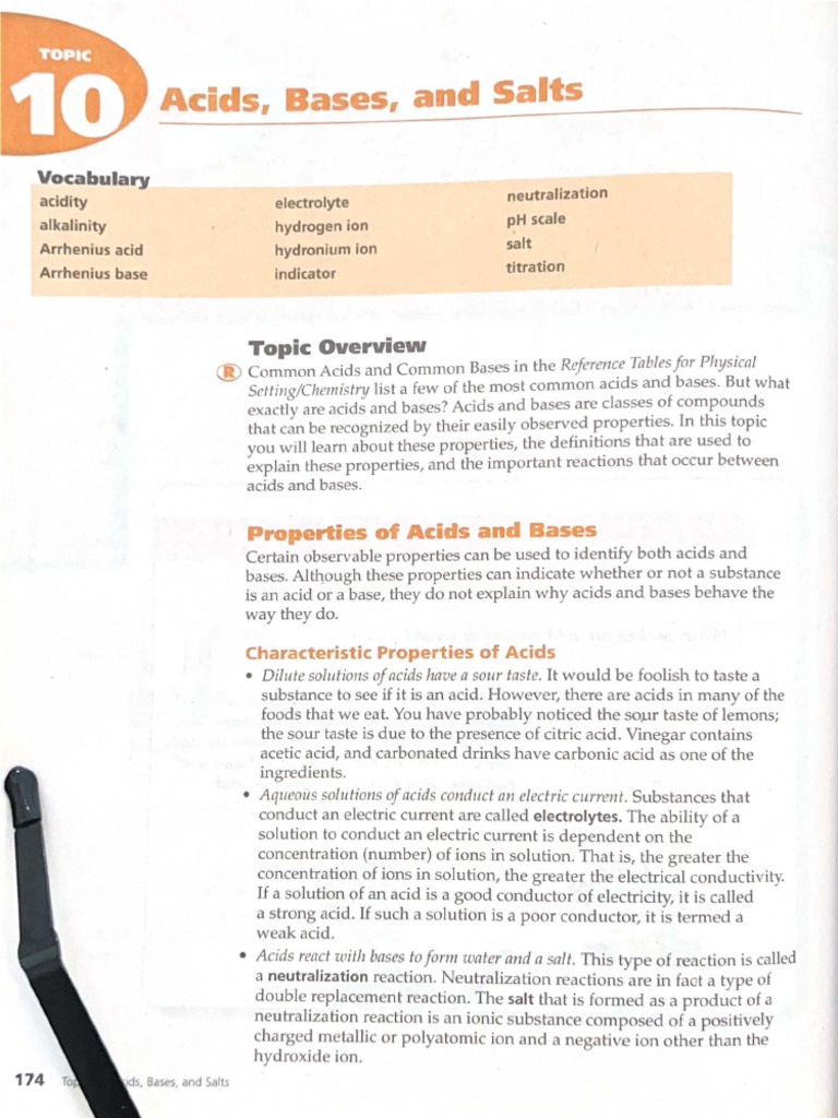 Chapter 10 Acids & Bases (Regents Chem Textbook) + | PDF