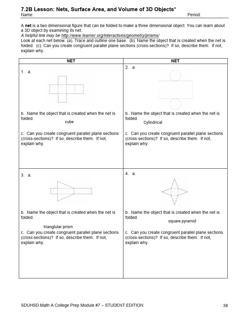 Kevin Diao - 7.2B Lesson - Math A | PDF | Volume | Area