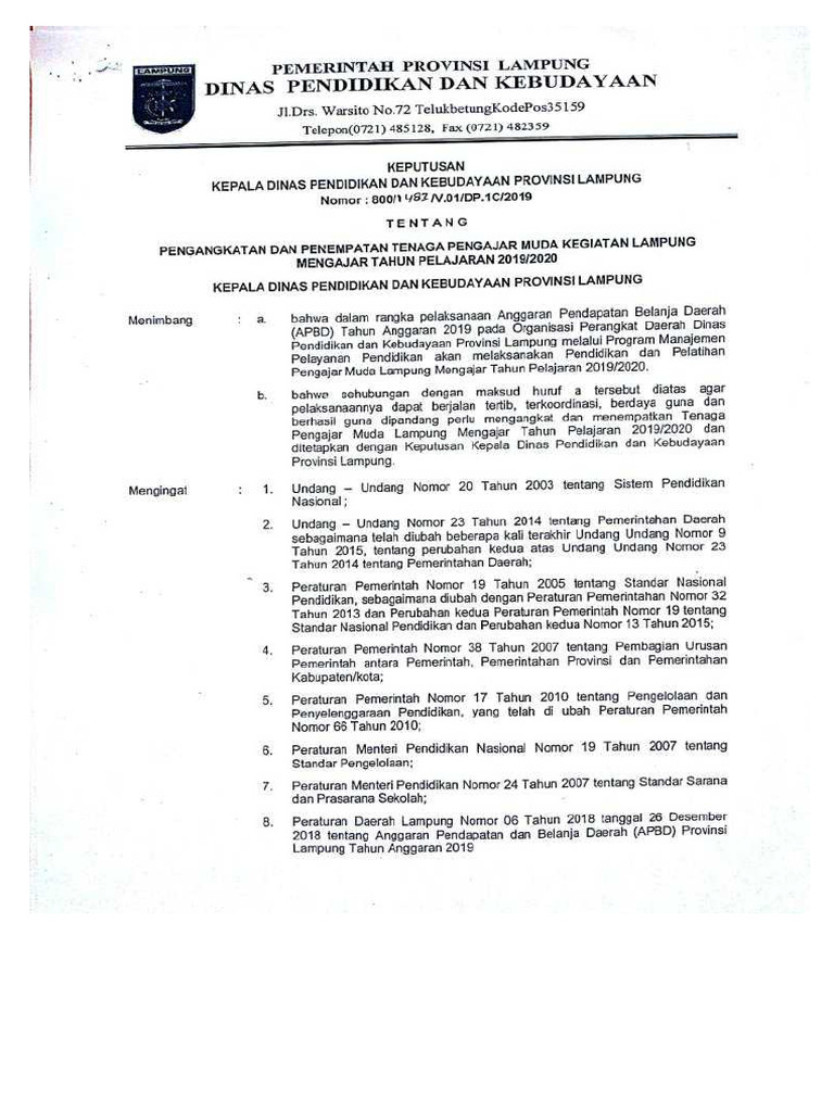 Way SK Dinas LM 2019 | PDF