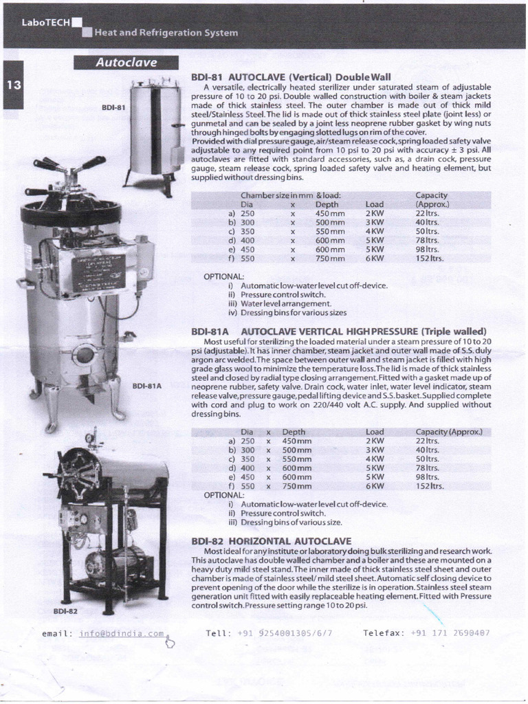 Vertical Autoclave - Labotech Brochure | PDF