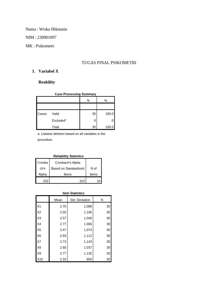 Tugas Final Psikometri Wiska | PDF | Errors And Residuals | Mathematical And Quantitative ...