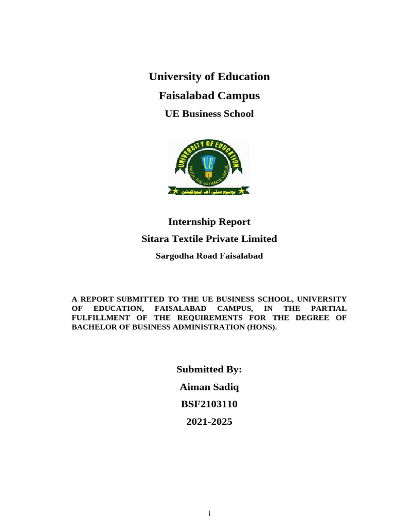 Intership Report of Sitara Textile | PDF | Taxes | Audit
