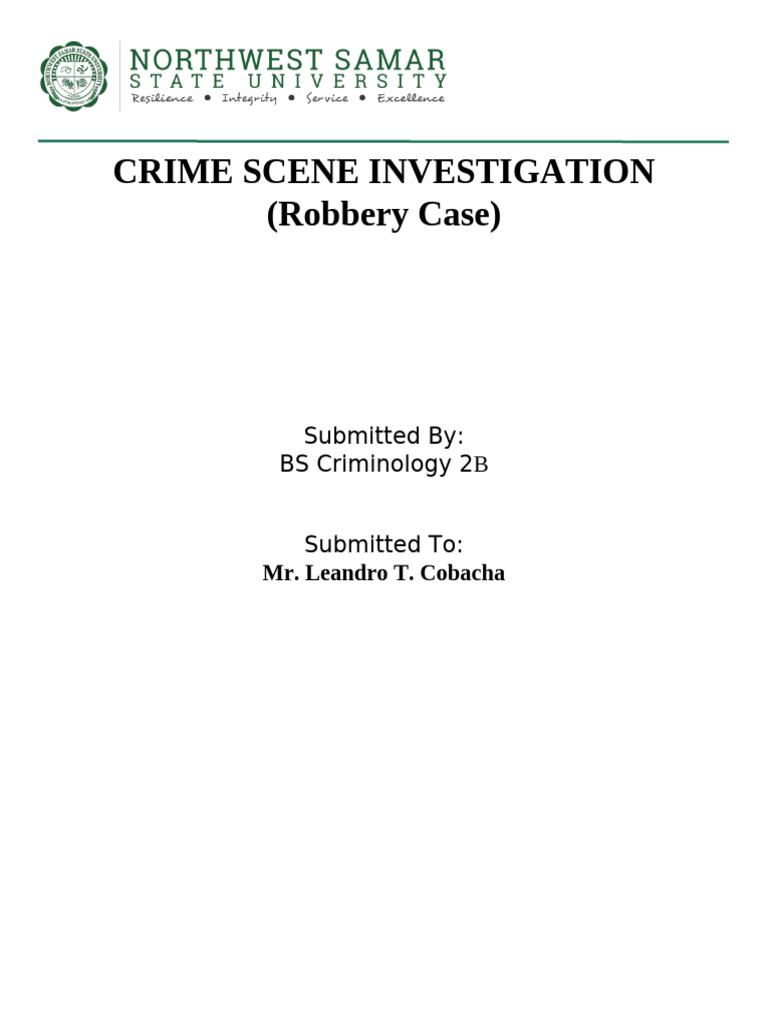 Crime Scene Investigation Robbery | PDF