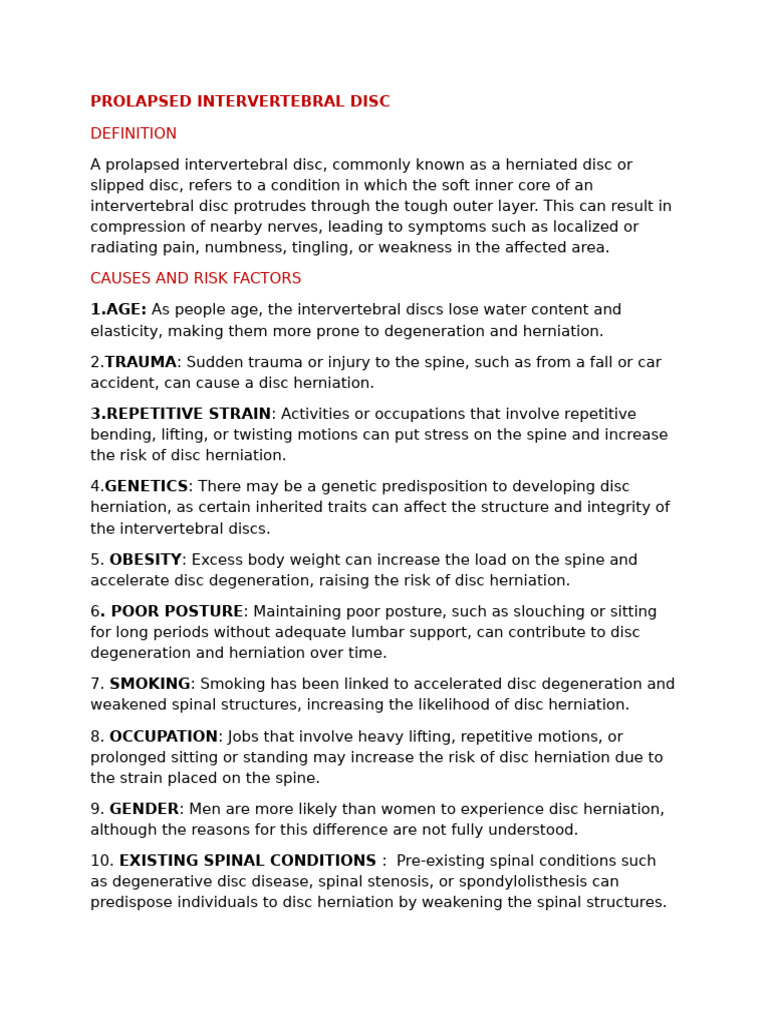 Prolapsed Intervertebral Disc | PDF | Clinical Medicine | Musculoskeletal System