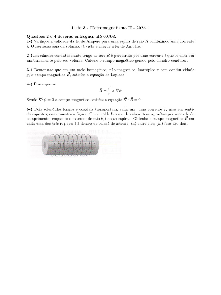 Lista 3 Eletromagnetismo 2 | PDF