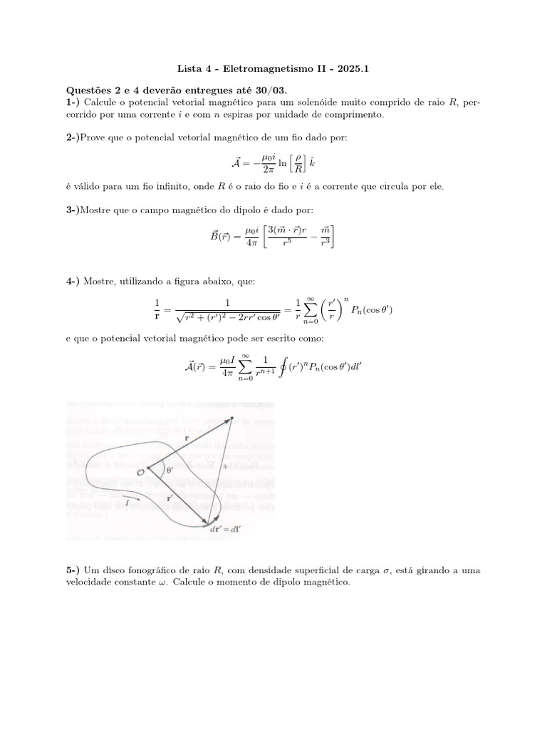 Lista 4 Eletromagnetismo 2 | PDF