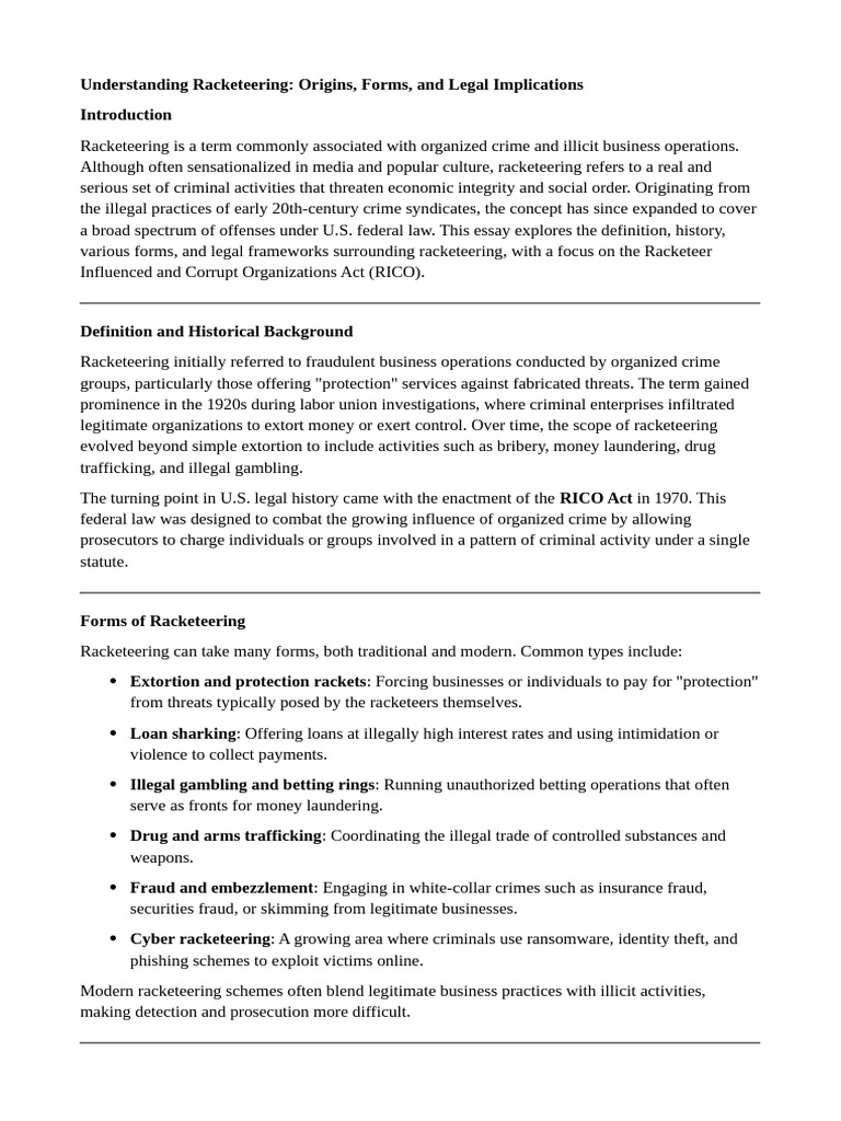 RICO and Racketeering Offenses Explained | PDF | Organized Crime ...
