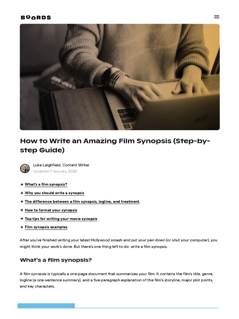 How To Write An Amazing Film Synopsis (Step-By-ste | PDF | Screenplay ...