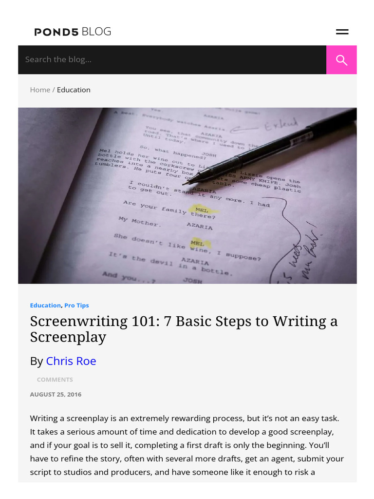 Screenwriting 101 7 Basic Steps To Writing A Scre | PDF | Screenplay ...