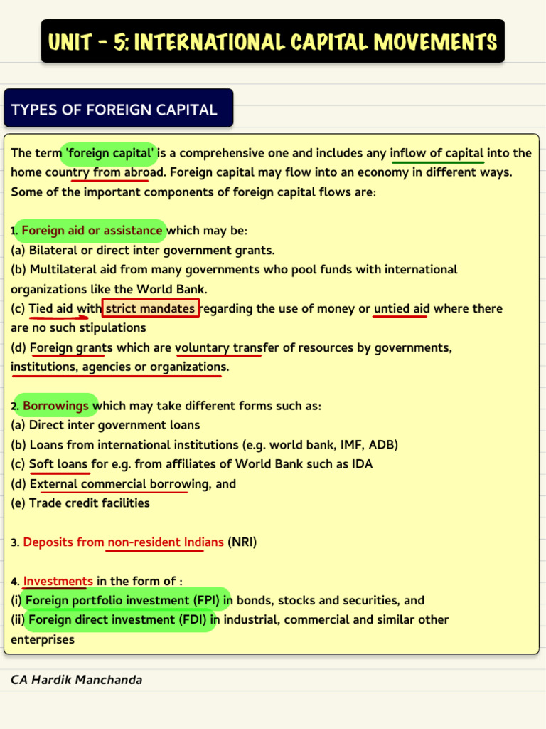 Chapter 9 (Unit 5) - CA Hardik Manchanda | PDF | Foreign Direct Investment | Investing