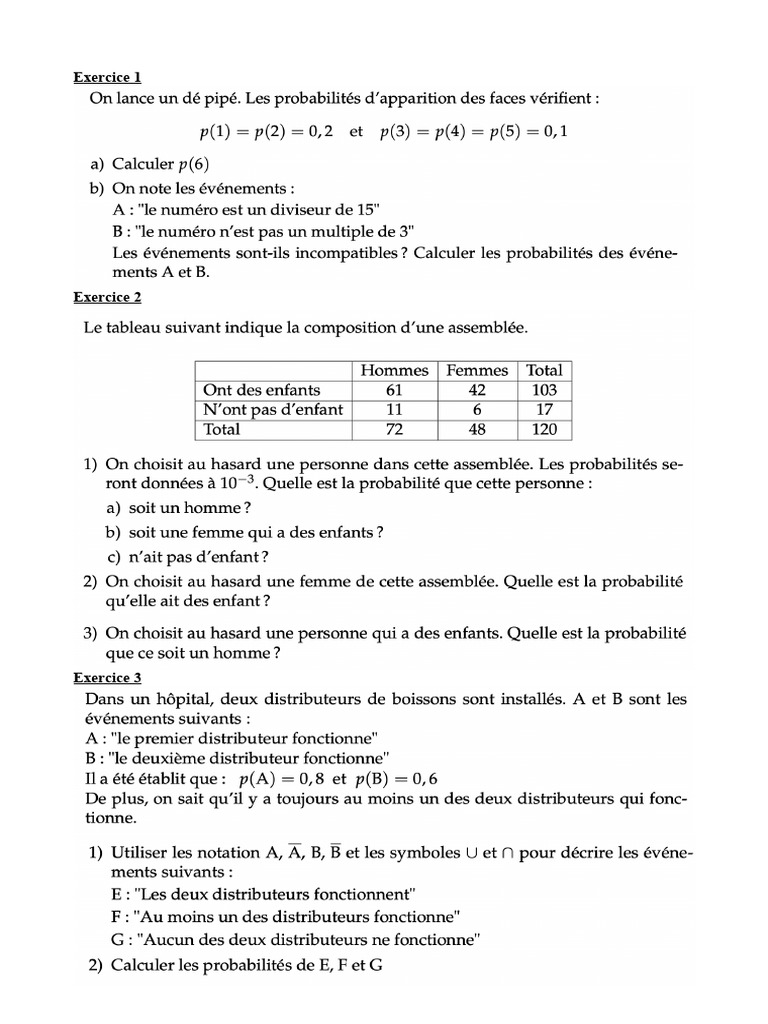 Exercices Proba | PDF