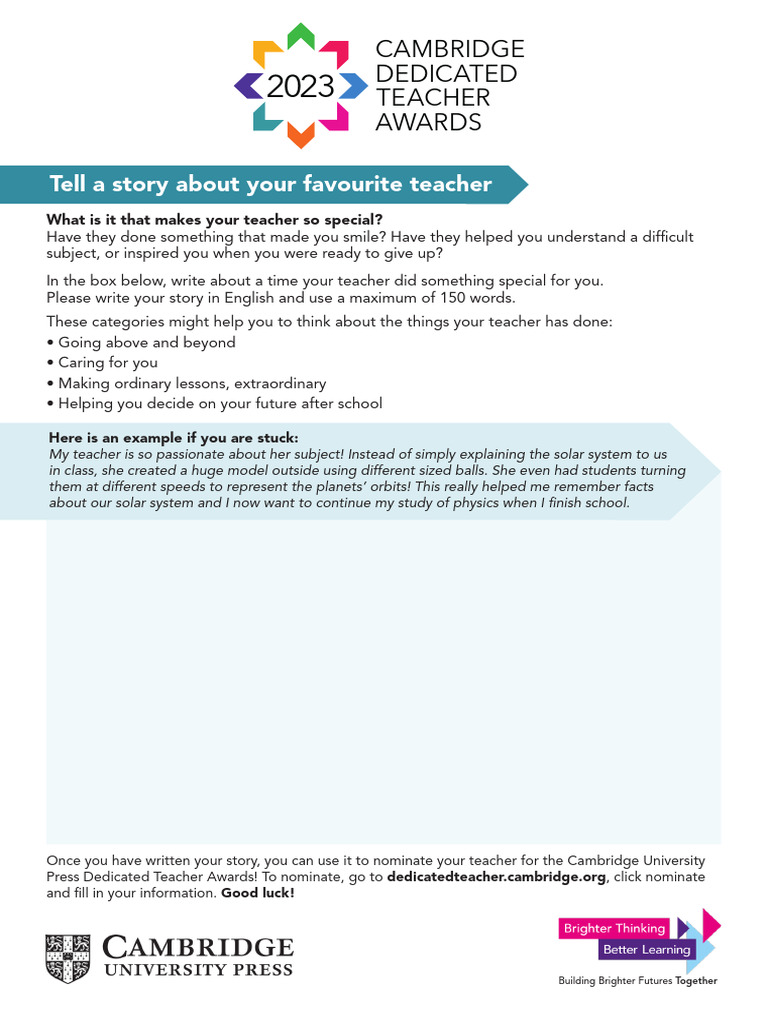 Share Your Teacher Appreciation Story | PDF