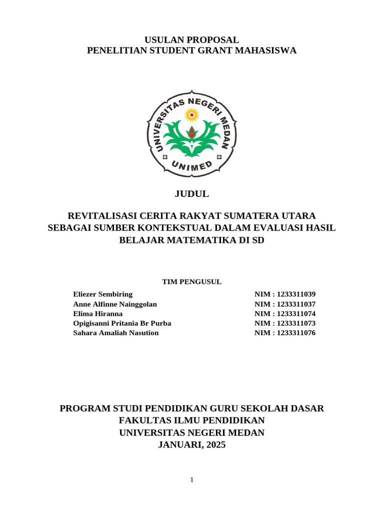 Usulan Proposal Student Grant Tahun 2025.. | PDF