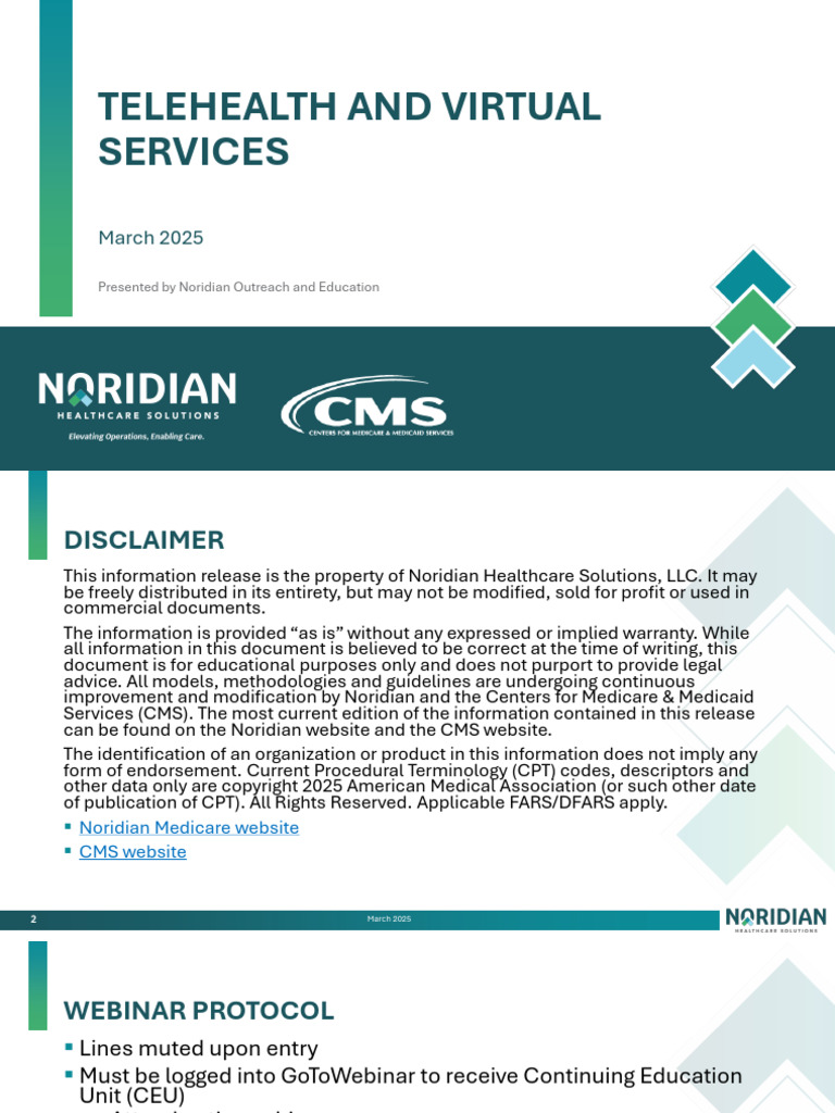 Noridian Telehealth Webinar Overview | PDF | Medicare (United States ...