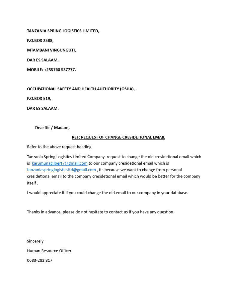 Tanzania Spring Logistics Limited - Osha | PDF