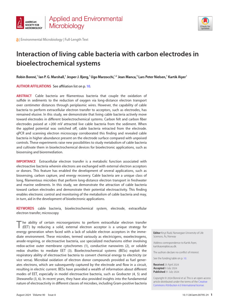 Bonné Et Al 2024 Interaction of Living Cable Bacteria With Carbon ...