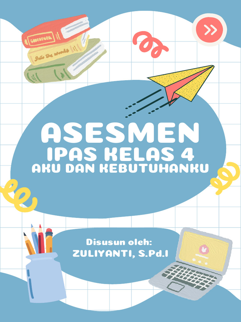 Biru Kuning Merah Ilustrasi Lucu Modern Cover Modul Pembelajaran A4 | PDF