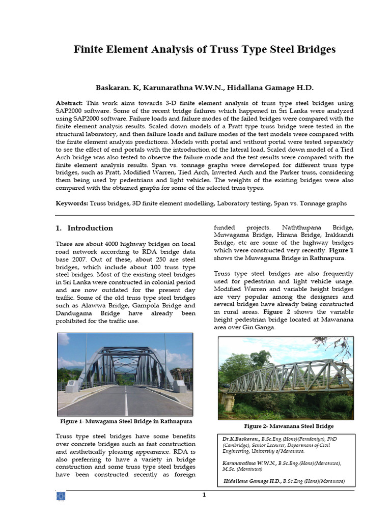 IESL-RS Paper Finite element analysis of bridges | PDF | Truss | Bridge
