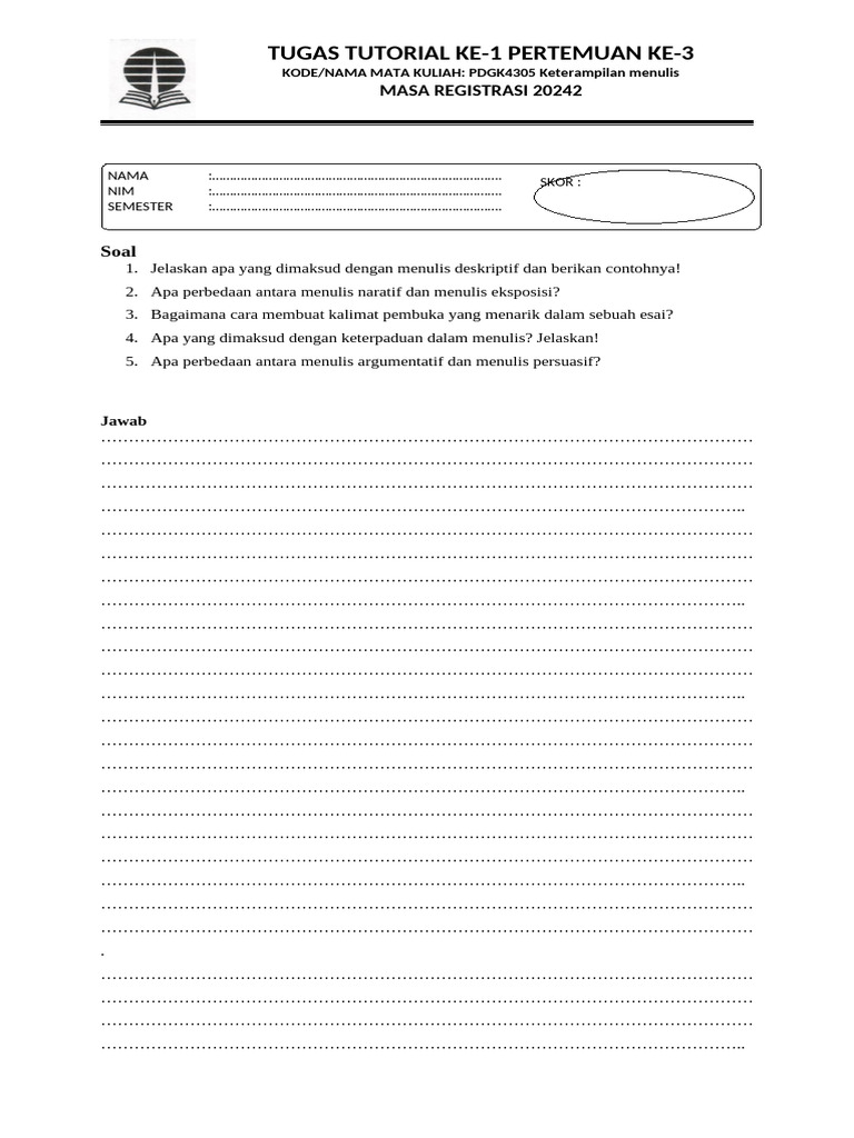 TUGAS TUTORIAL KE-1 (1) | PDF
