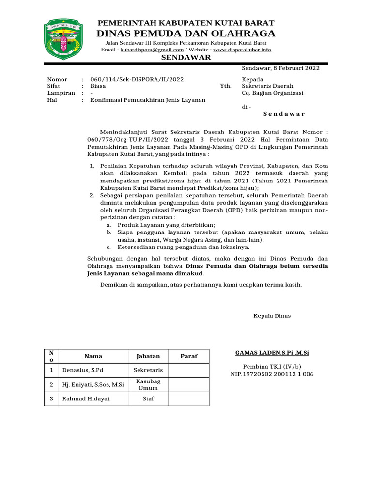 Balasan Surat Permintaan data Produk | PDF