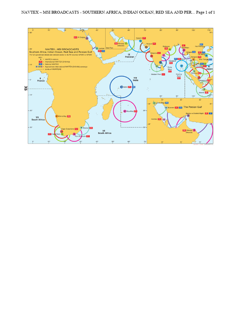 Navtex Msi Broadcasts - Southern Africa, Indian Ocean, Red Se | PDF