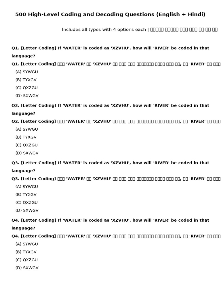 Coding_and_Decoding_500_Questions_Bilingual | PDF
