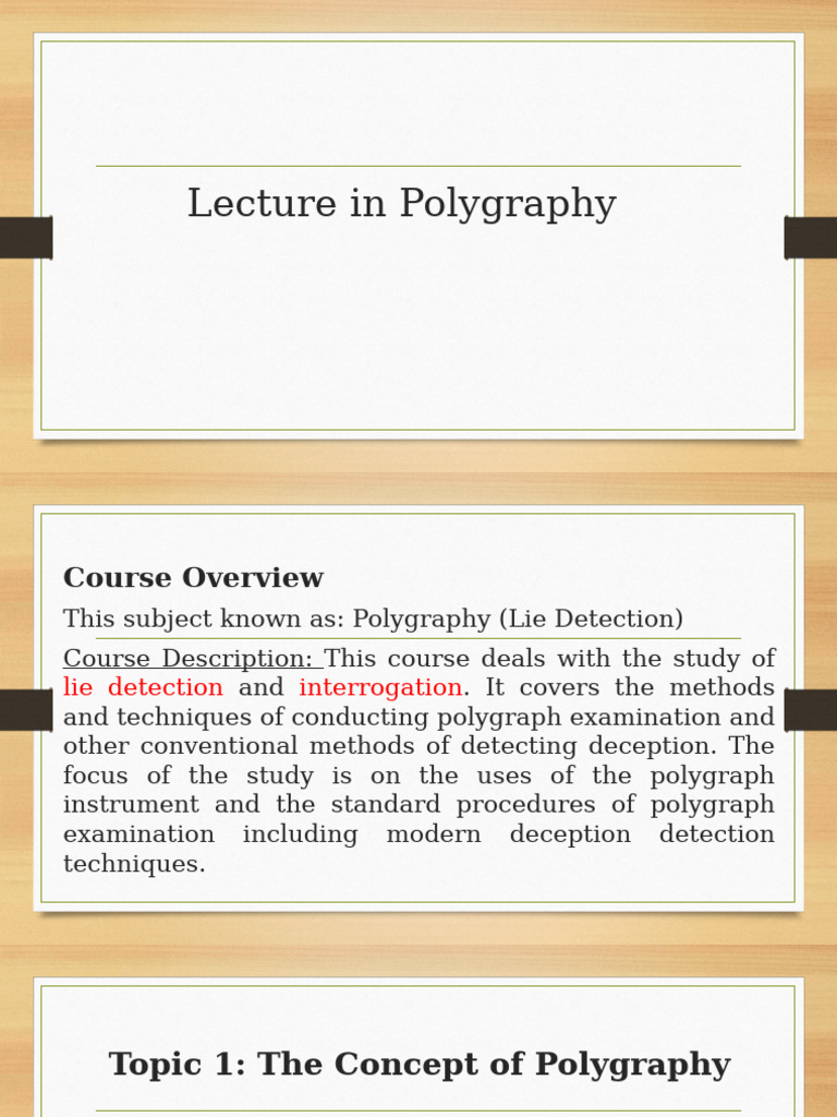 Polygraphy Berana Lec 1 | PDF | Polygraph | Senses