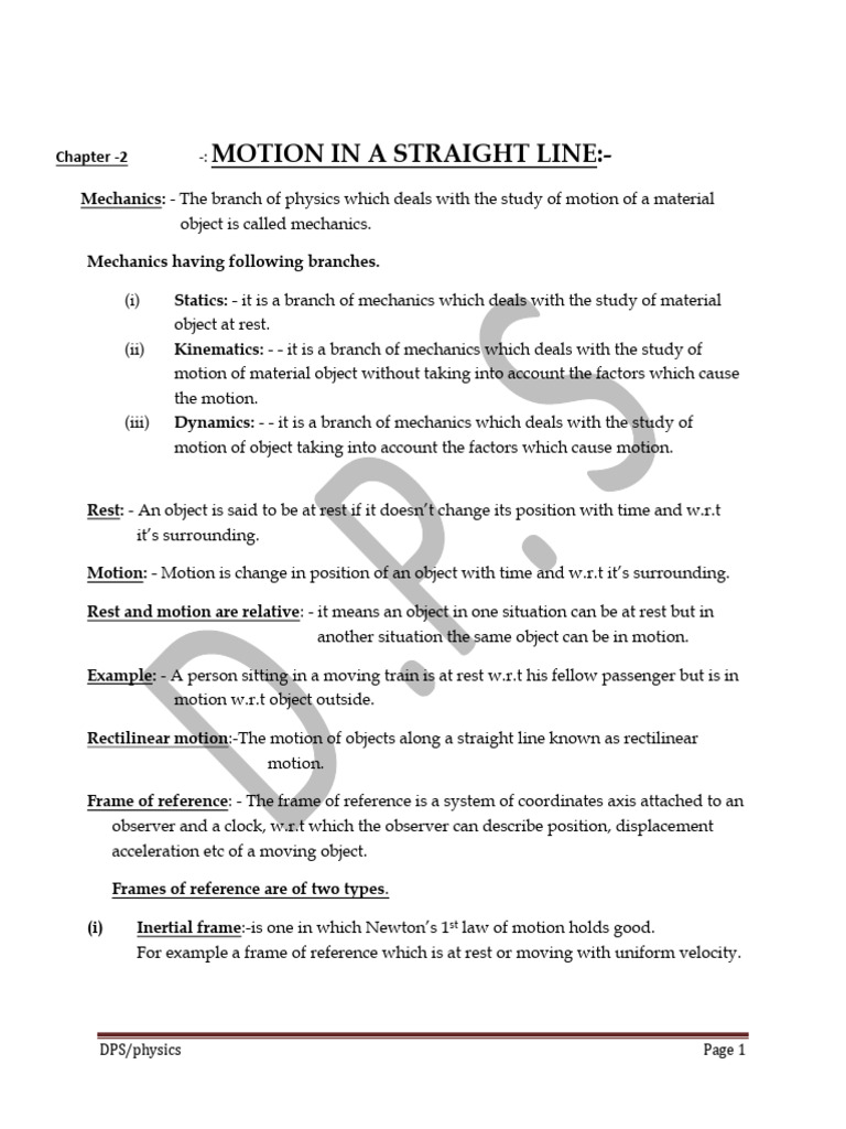 Xi-Chapter - 2 Motion in 1 D. | PDF | Acceleration | Velocity