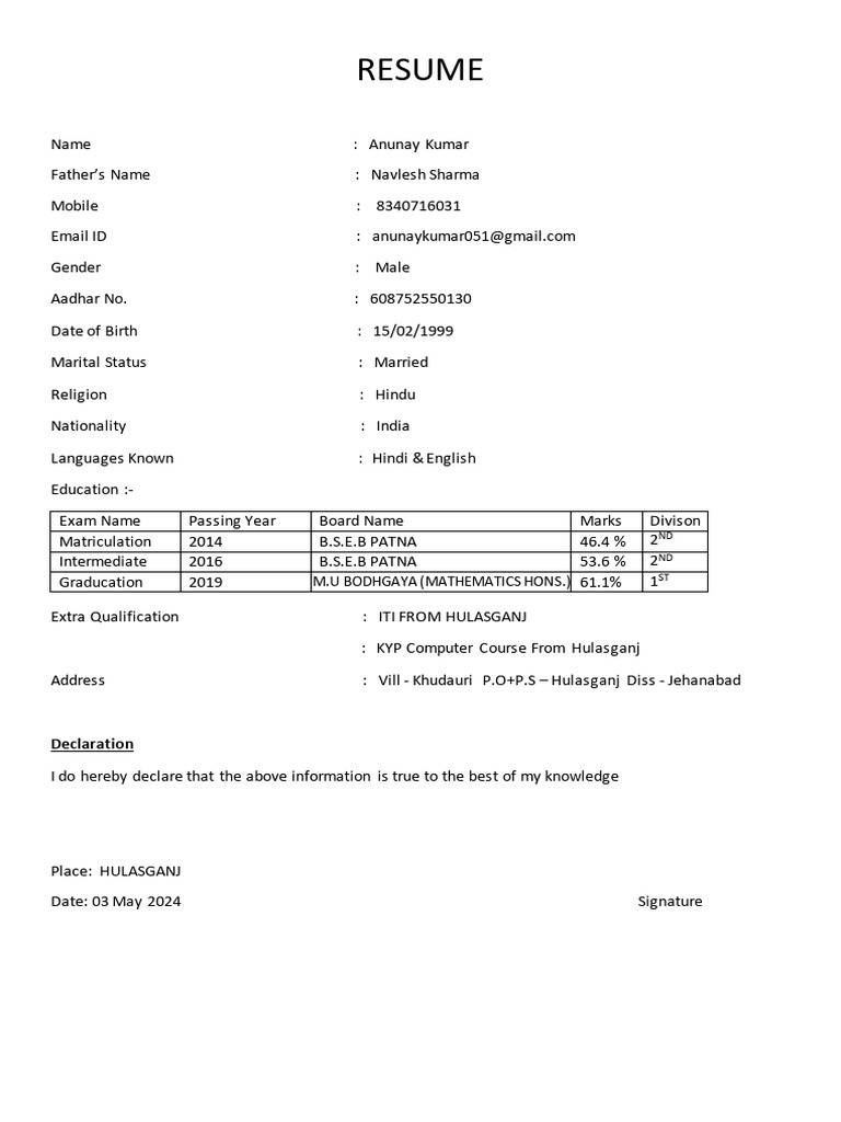 RESUME Golu New | PDF