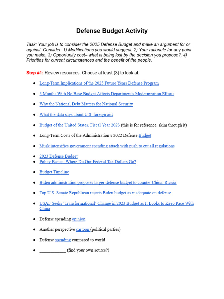Defense Budget Activity | PDF