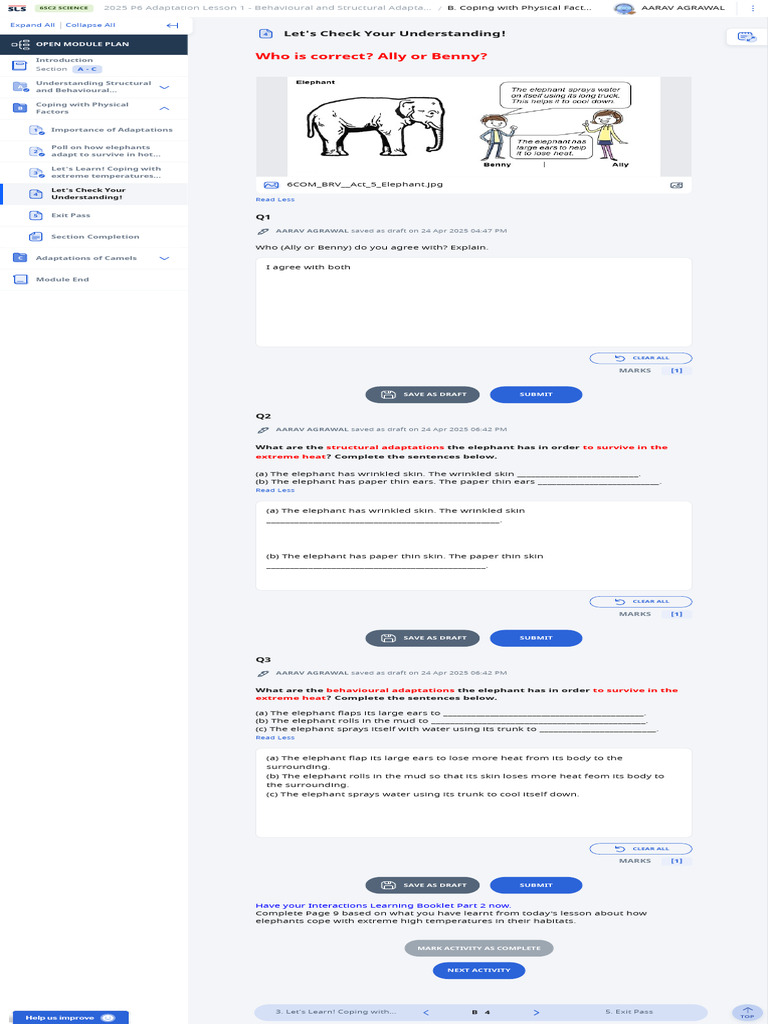 2025 P6 Adaptation Lesson 1 - Behavioural and Structural Adaptations ...