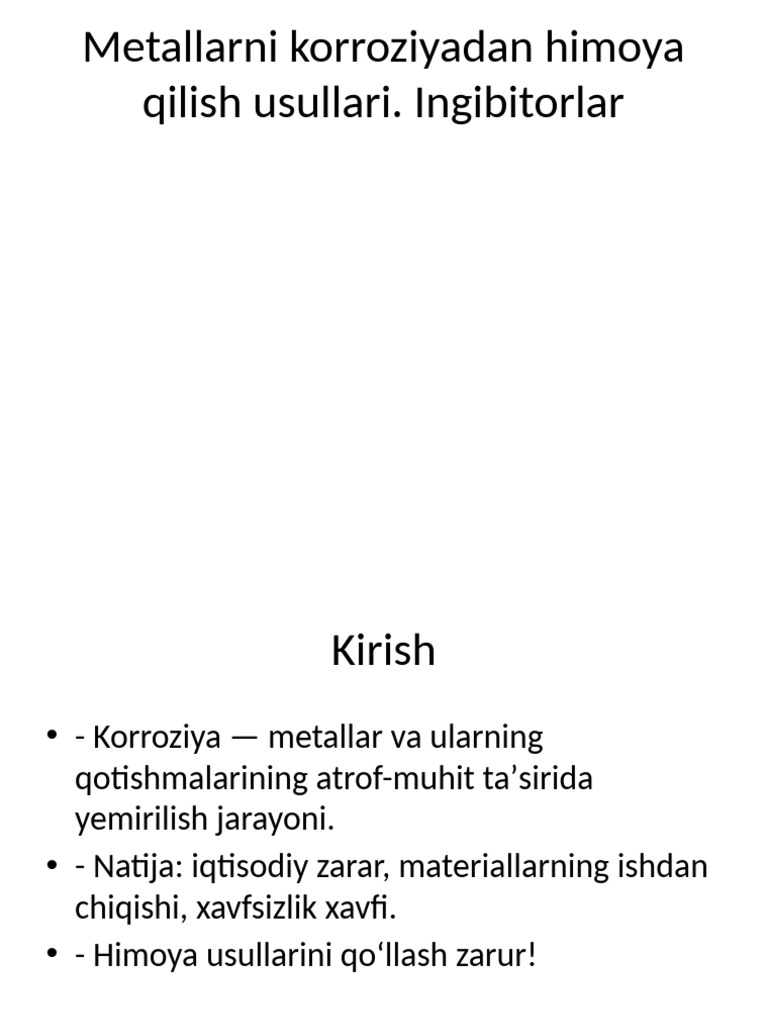 Korroziya Ingiibitorlar | PDF