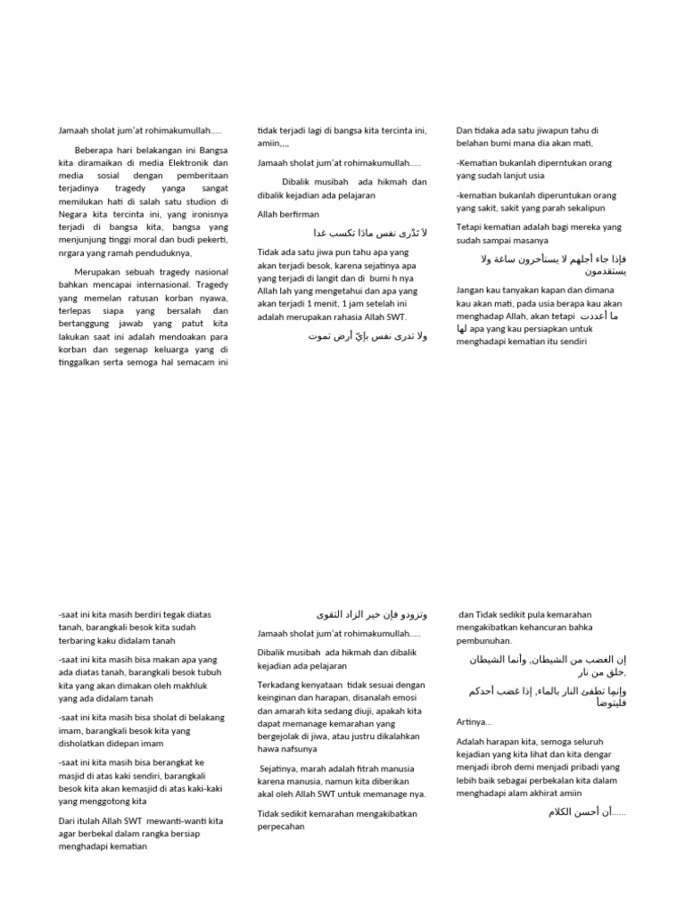 Khutbah Jumat Kematian Dan Amarah | PDF