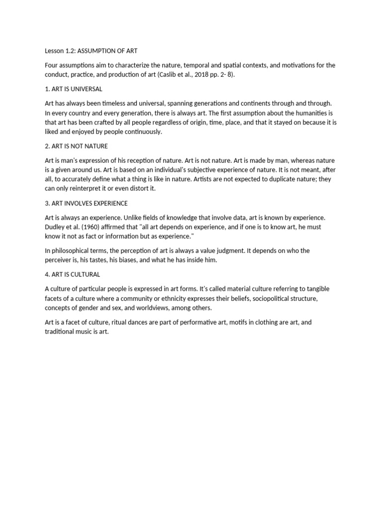 Assumption of Art | PDF
